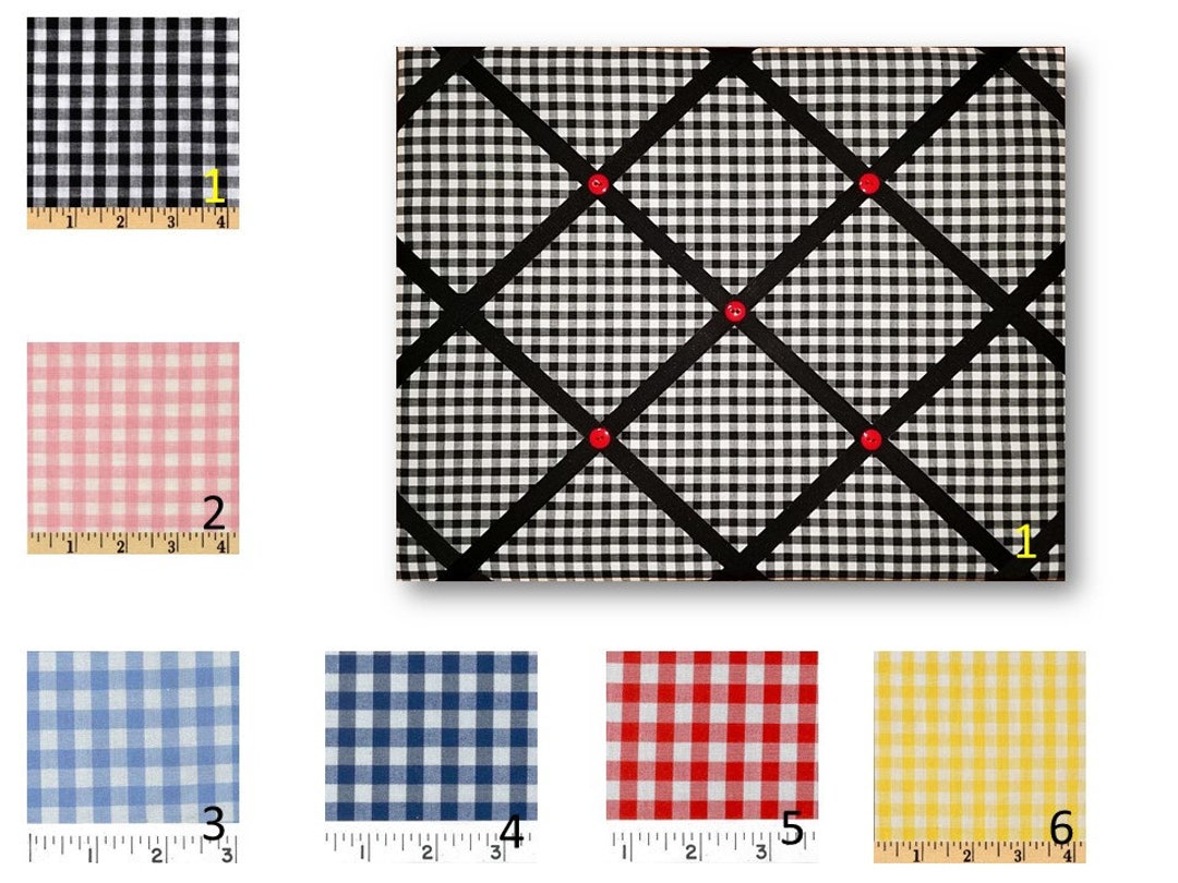 Cotton Gingham French Memo Board, Bulletin Board, Cork Board, Country ...