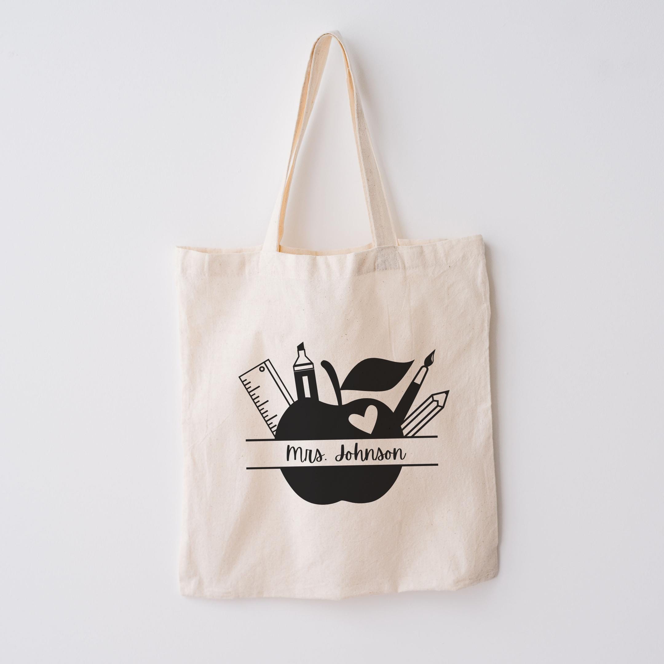 Custom Teacher Tote Bag With Name Gift Custom Teacher Bag Canvas Tote ...