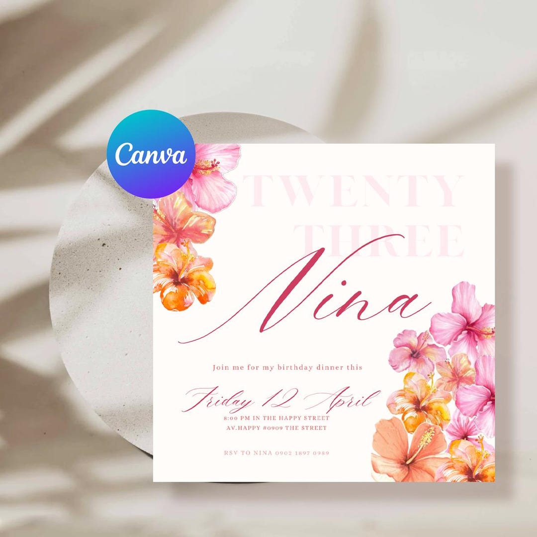 Editable Floral Birthday Invitation, Spring Flowers Birthday Invitation ...