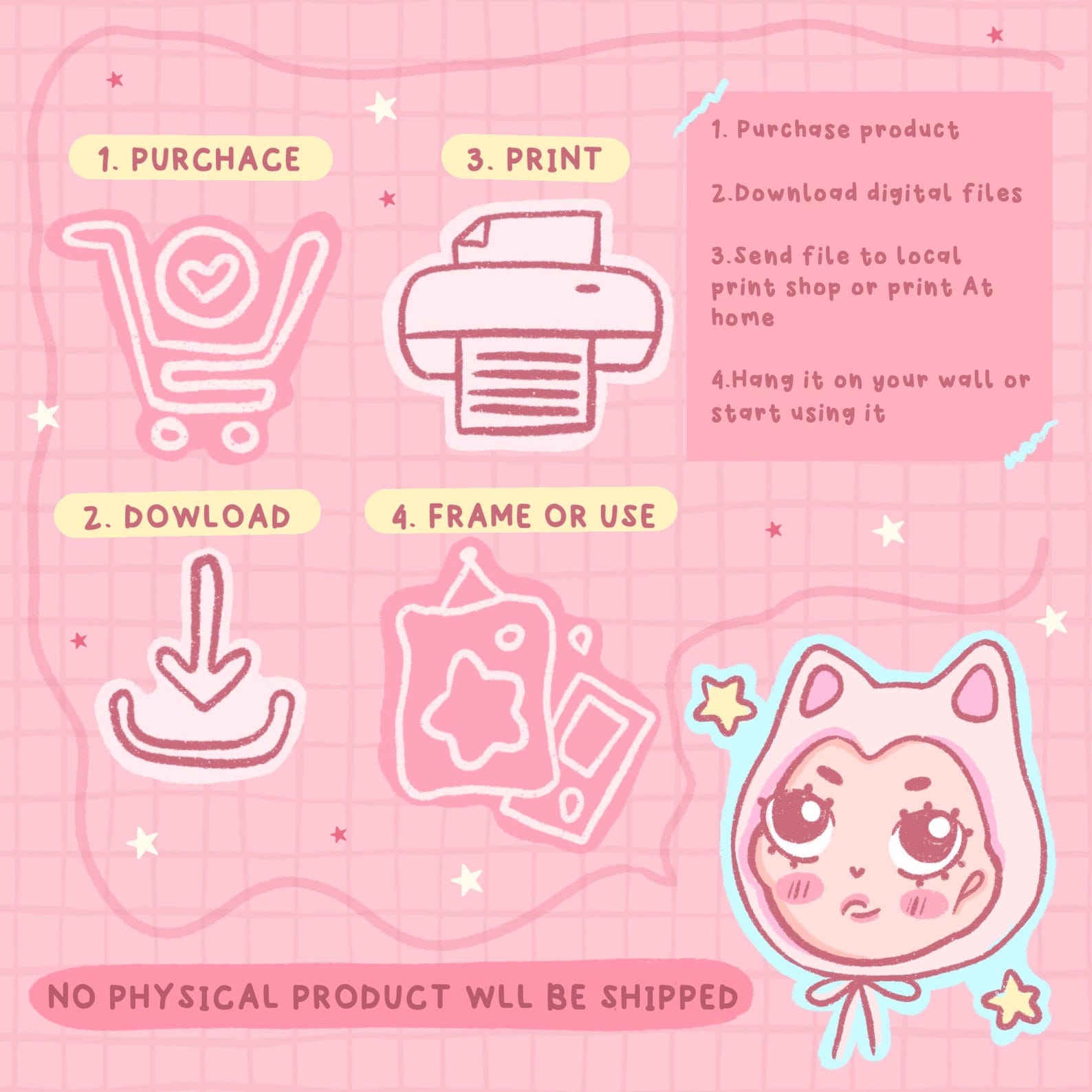 Pastel Pink Bunny Calendar, Kawaii Printable (PDF, JPG, PNG) - Etsy