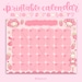 Pastel Strawberry Bunny Kawaii Pink Printable Calendar / Cute Printable ...