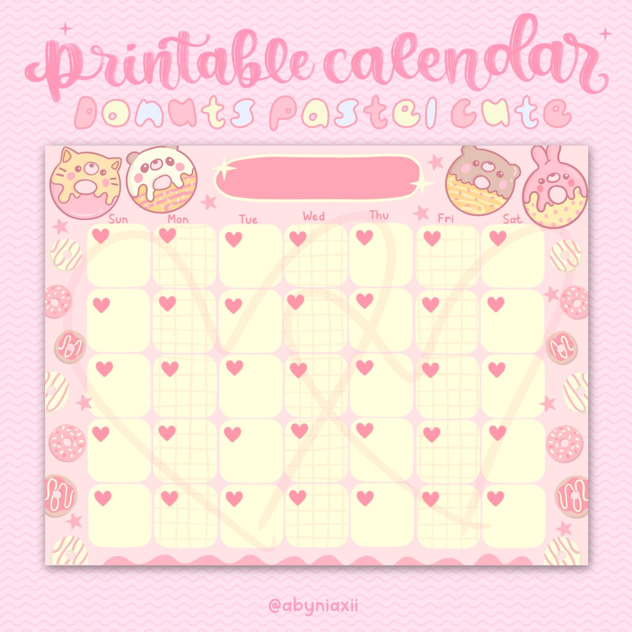 Donuts Pastel Cute Printable Calendar / Cute Printable Calendar / Cute ...