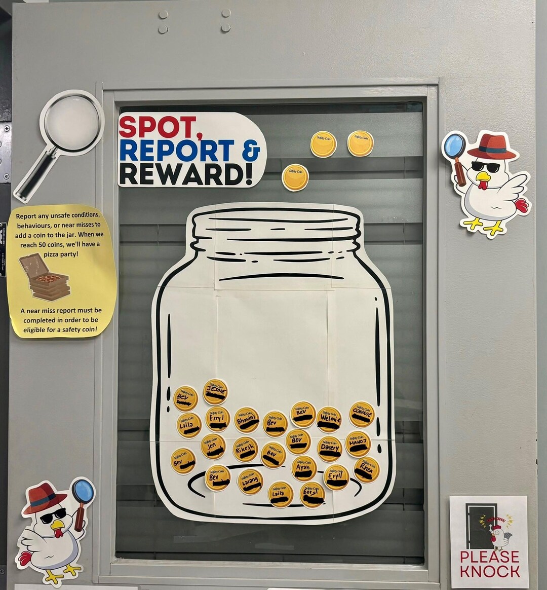 Interactive Safety Coin Jar Game: Workplace Hazard Reporting (door ...