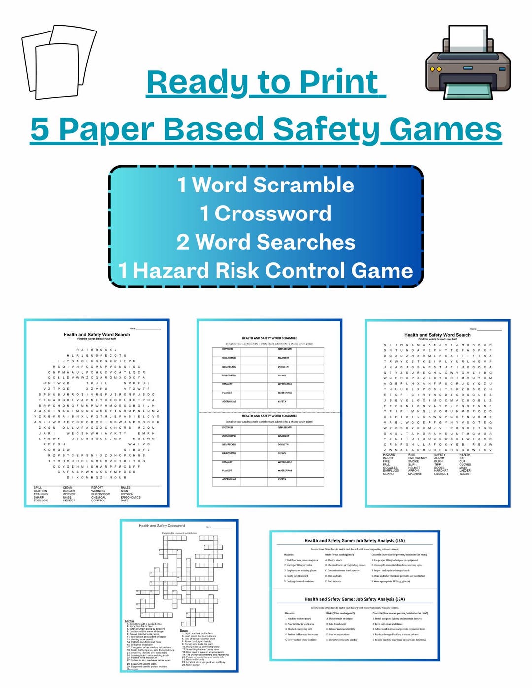 Printable Safety Training Games – Fun Crossword, Word Search & Hazard ...