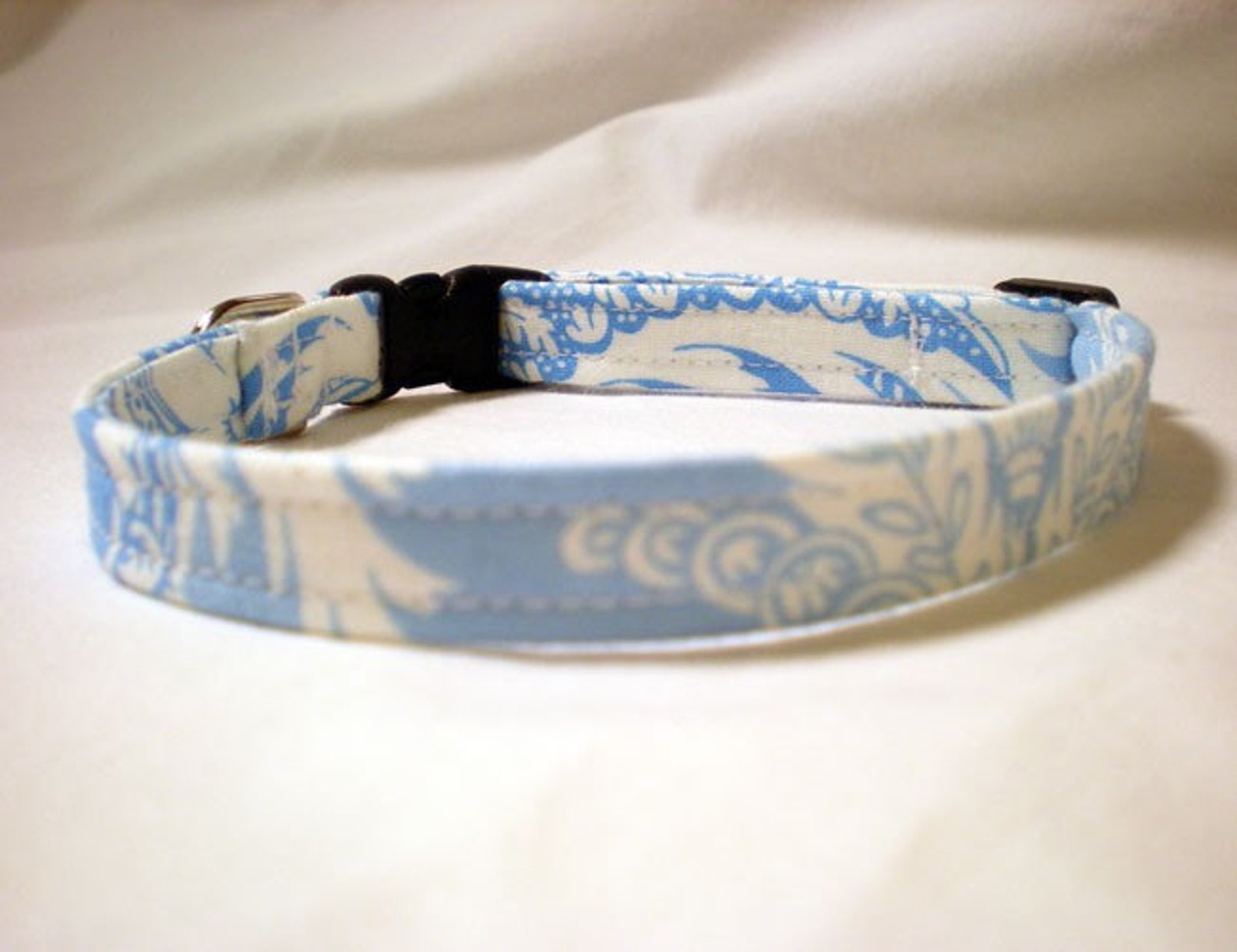 Cat Collar for Boy Girl Light Blue Damask Breakaway | Etsy