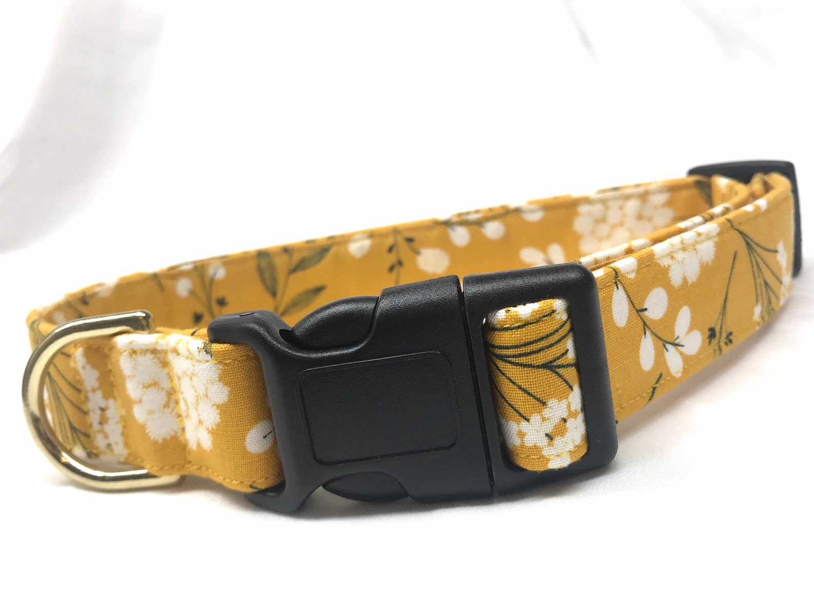 Fall Dog Collar for Boy Girl Mustard Floral Fabric Xsmall | Etsy