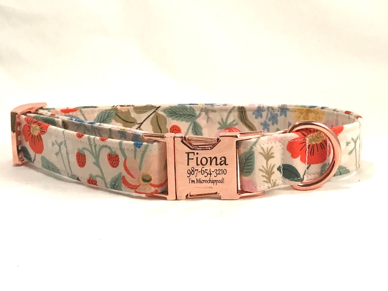 Personalized Rifle Paper Co Dog Collar Engraved Buckle | Etsy