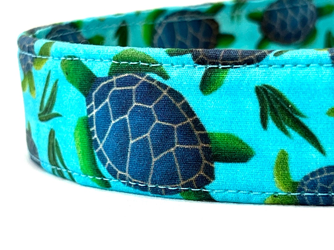 Sea Turtle Dog Collar for Girl Boy - Nautical Beach - Aqua - Etsy