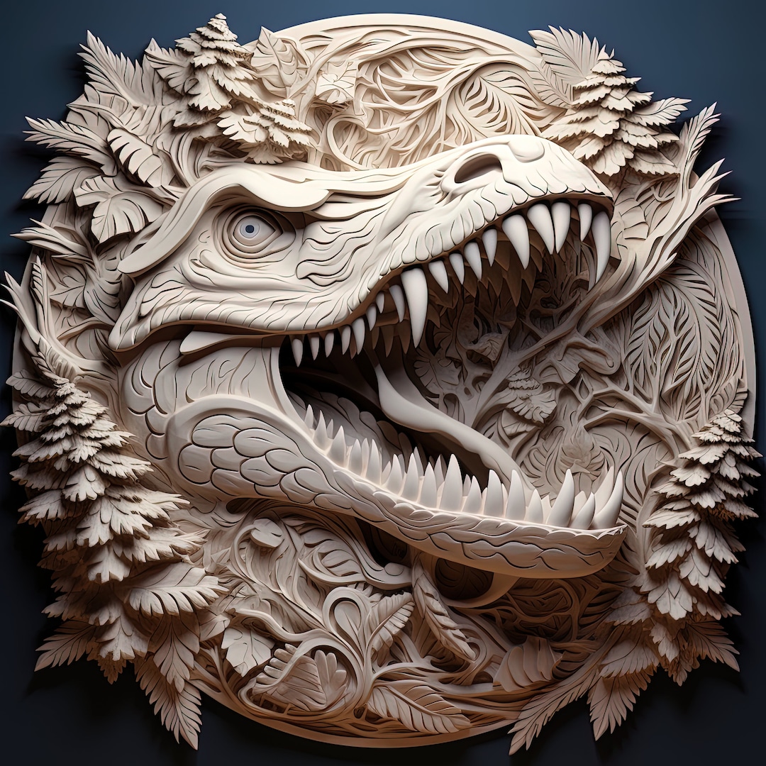 Dinosaur | T-rex | Laserburn| Glowforge| Xtool | SVG| PNG | 3D Illusion ...