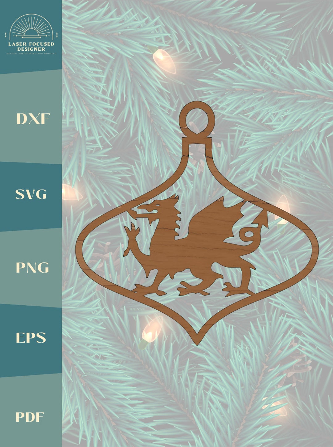 Welsh Dragon Christmas Hanging Decoration Card Topper/ Laser Cut File ...
