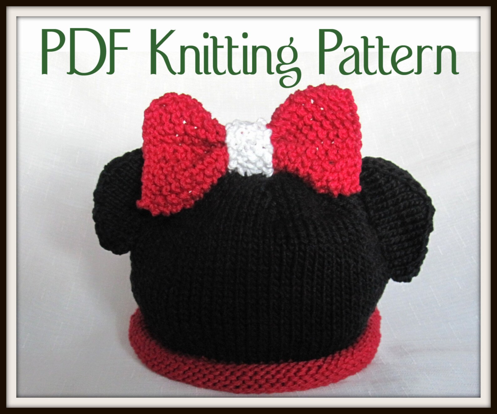 Minnie Mouse Hat Pattern, Knit, Boston Beanies - Etsy