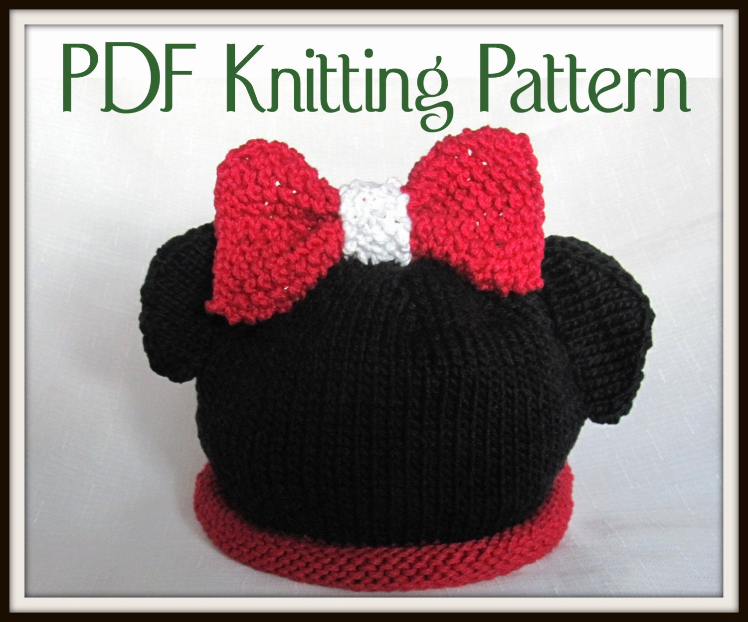 Minnie Mouse Hat Pattern, Knit, Boston Beanies - Etsy