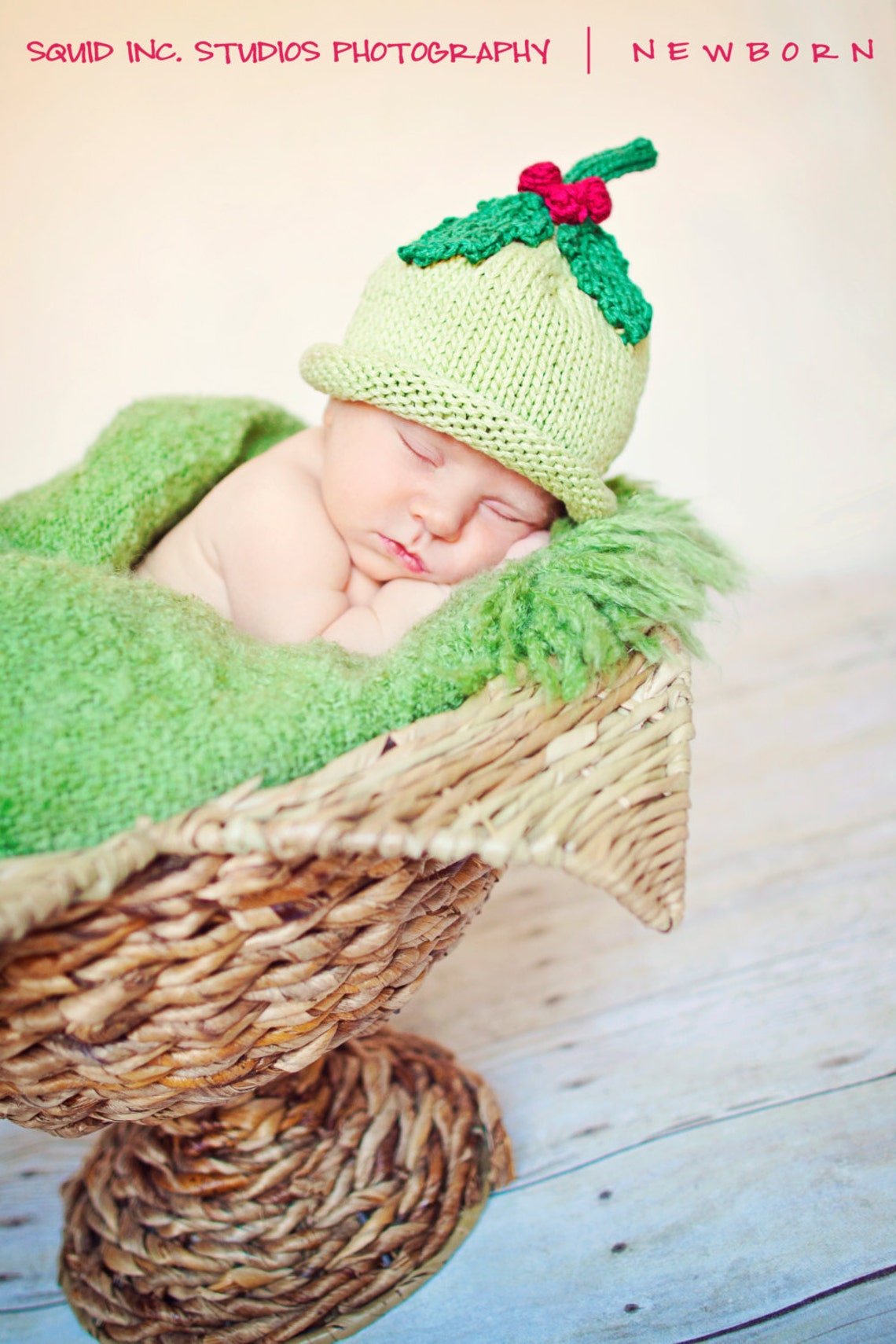 Holiday Holly Hat, Knit Cotton Baby Hat, Great Photo Prop - Etsy