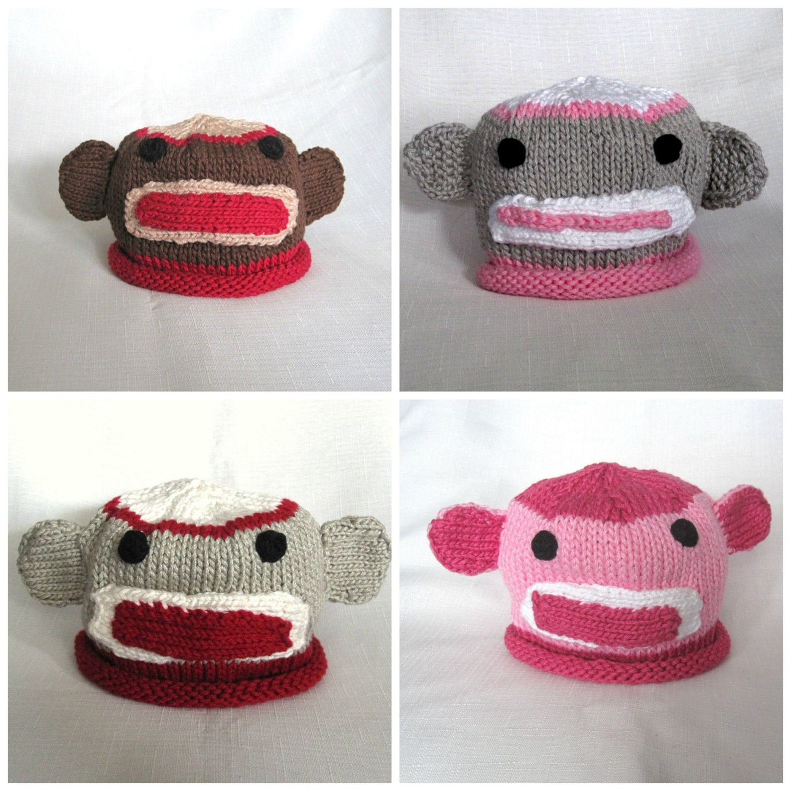 Knit Sock Monkey Cotton Baby Hat, Great Photo Prop - Etsy