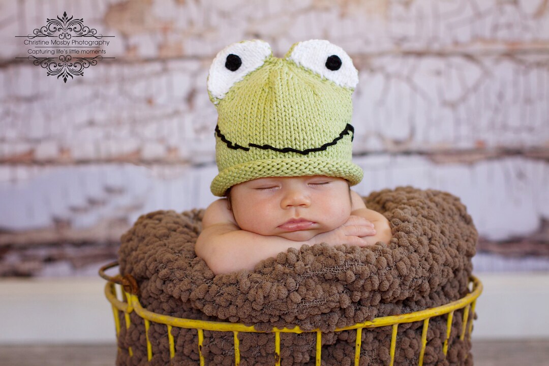 Knit Cotton Green Frog Hat Baby Hat, Great Photo Prop - Etsy