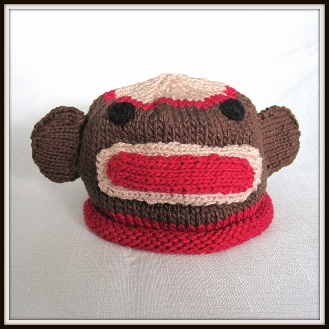Knit Sock Monkey Cotton Baby Hat Great Photo Prop - Etsy