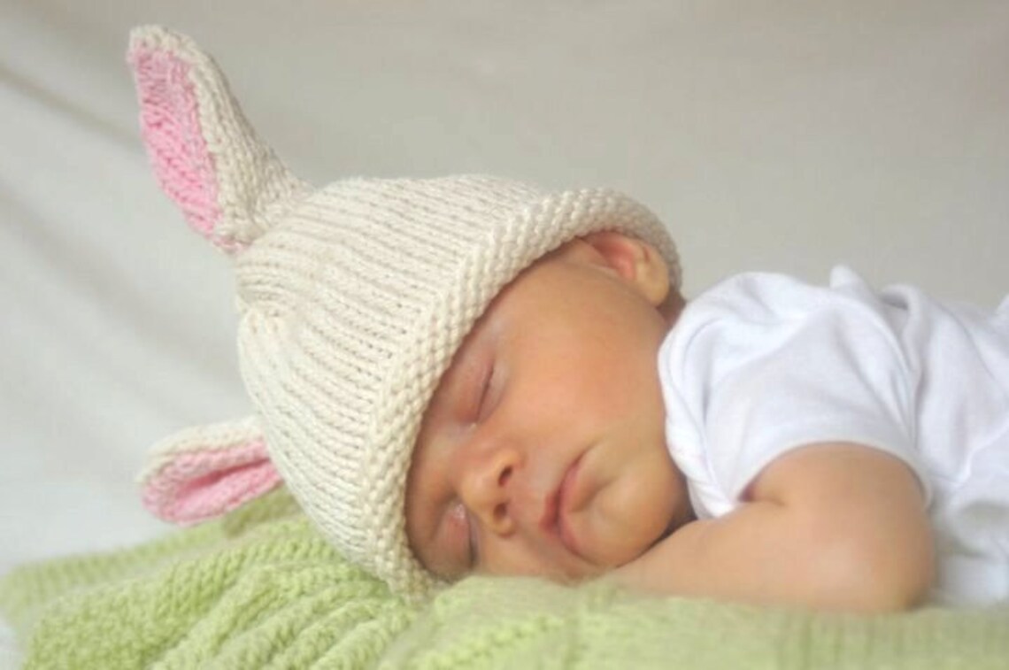 Boston Beanies Bunny Hat, Knit Baby Cotton Hat, Custom Order You Choose ...