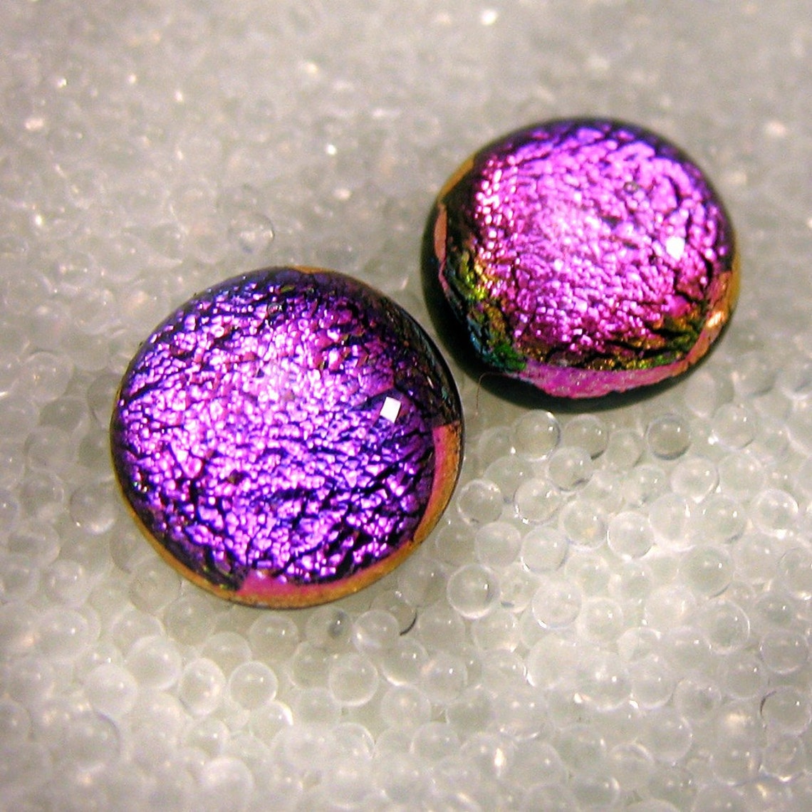 Dichroic Glass Earring Sparkling Bright Magenta Pink Fused | Etsy