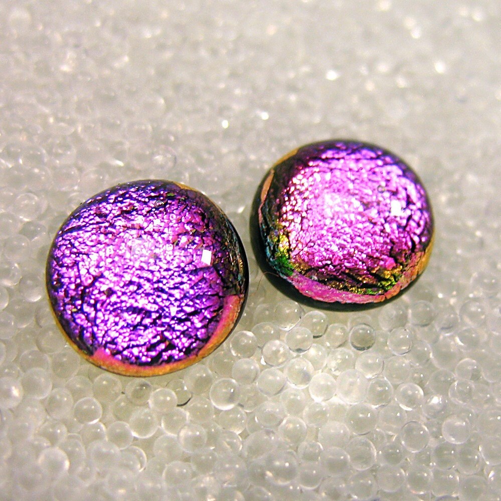 Dichroic Glass Earring Sparkling Bright Magenta Pink Fused | Etsy