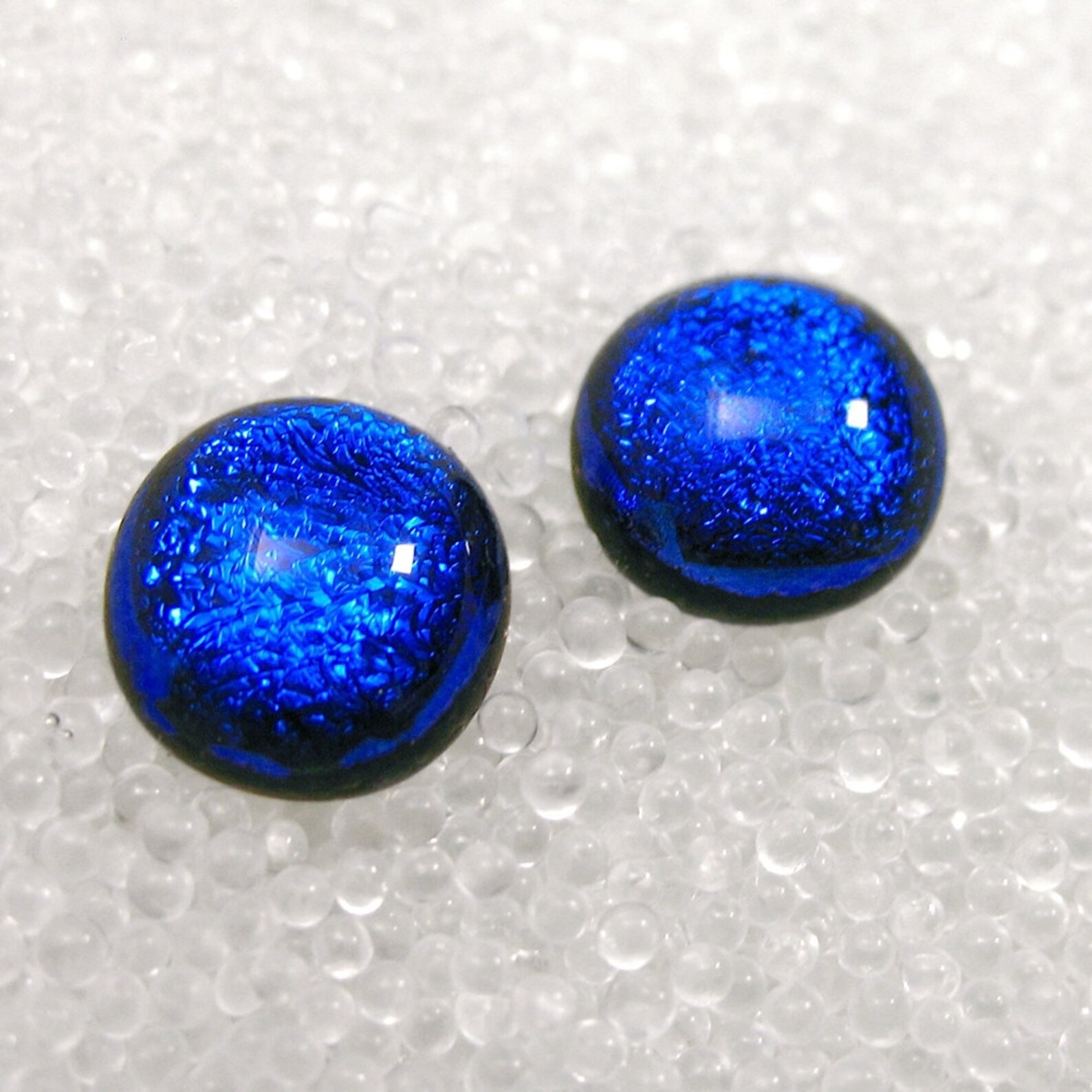 Sparkling Blue Dichroic Glass Stud Earrings Fused Glass | Etsy