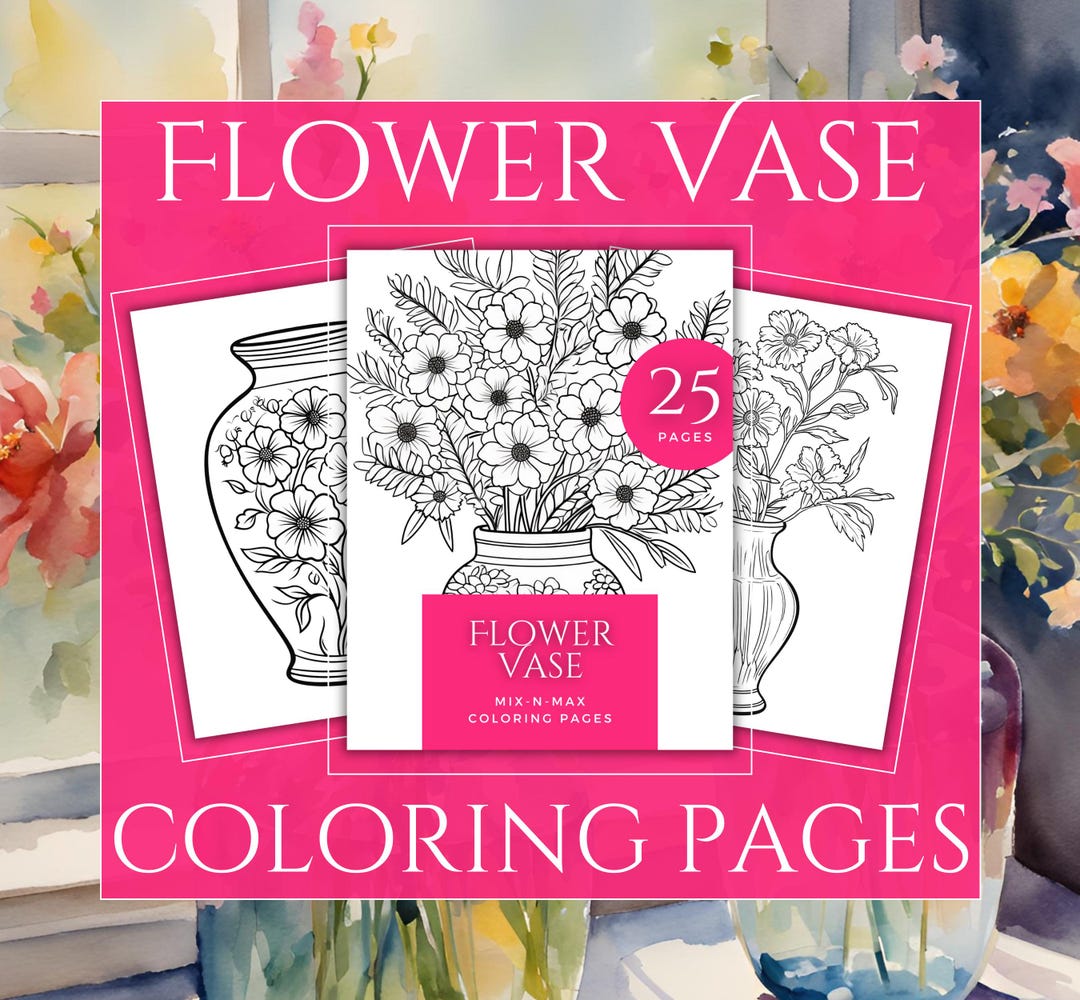 Flower Coloring Pages Vase of Flowers Floral Coloring Sheets PDF Easy ...