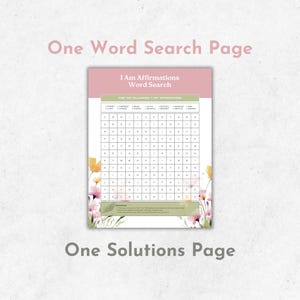 I Am Affirmation Word Search Printable Positive Thinking Puzzle Self ...