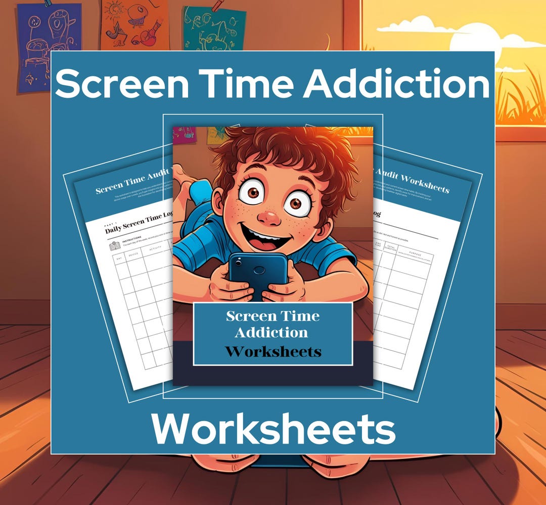 Screen Time Addiction Worksheet Bundle Boundaries for Kids & Teens ...