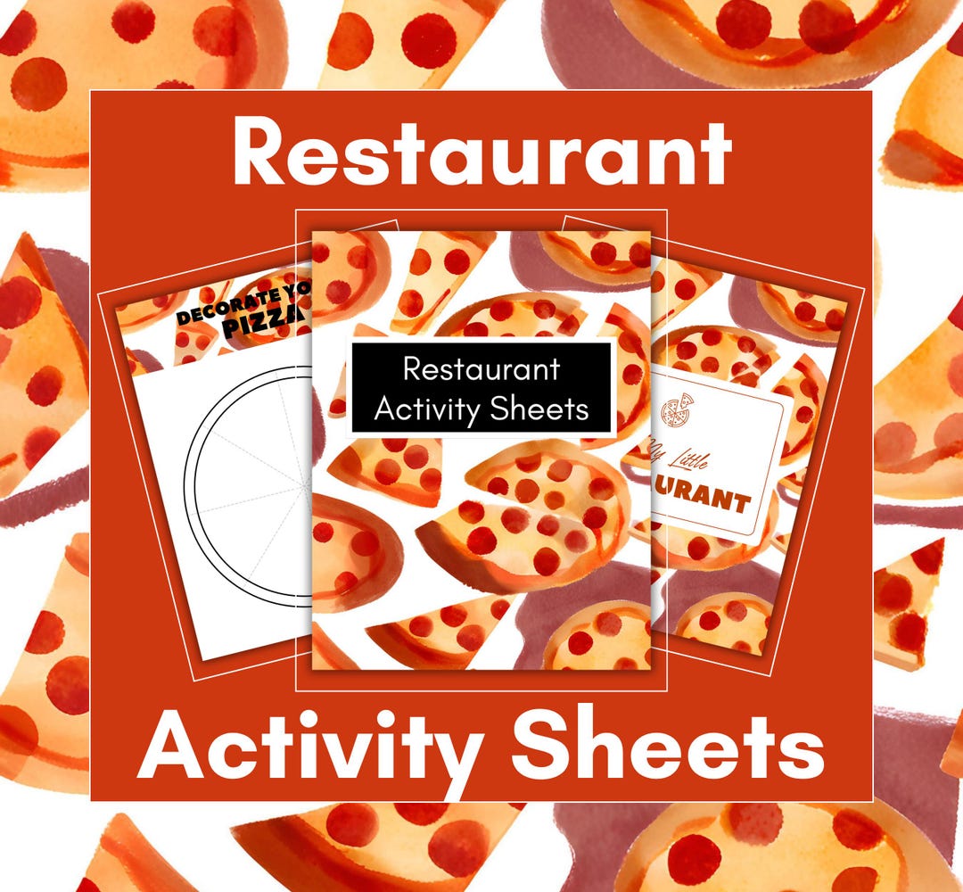 Restaurant Activity Sheets Birthday Party Games Pizza Themed Party ...