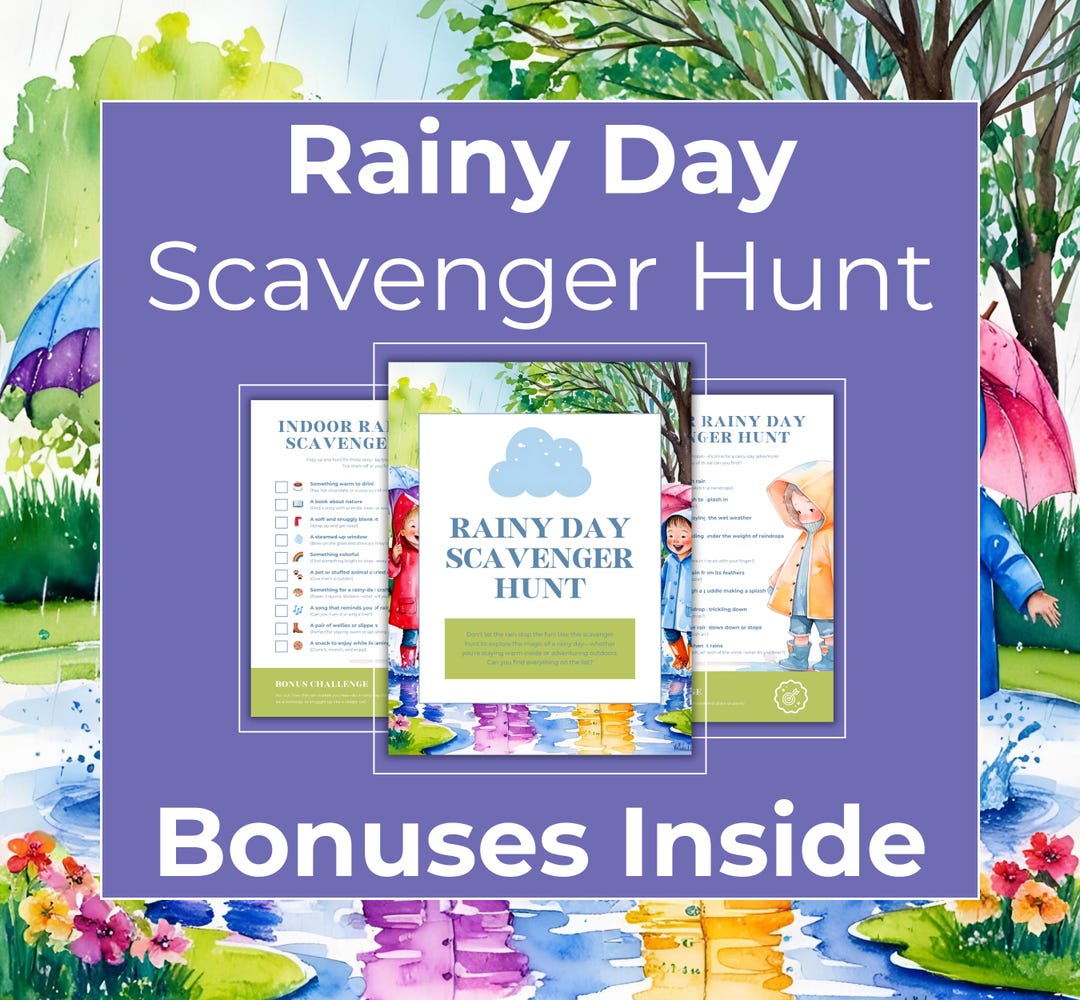 Rainy Day Scavenger Hunt Template Editable Rainy Day Activities Rainy ...
