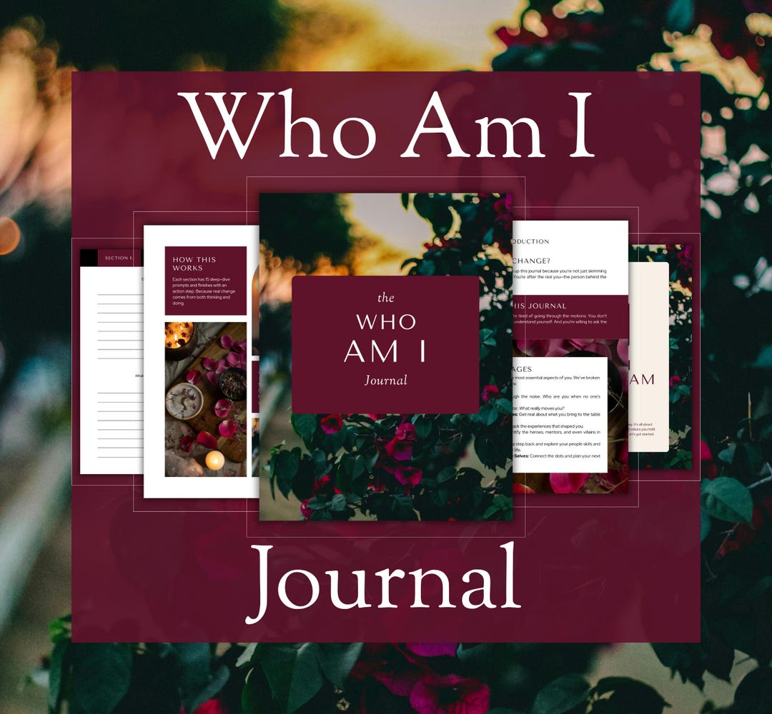 Who Am I Journal Self Discovery Workbook Reflection Journal Motivating ...