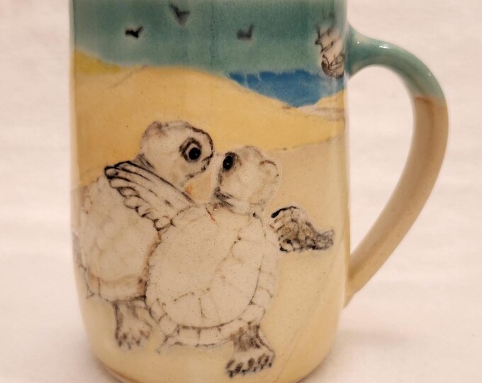 Two Sweet Turtle Companions on Their Way to the Ocean on a Handmade ...