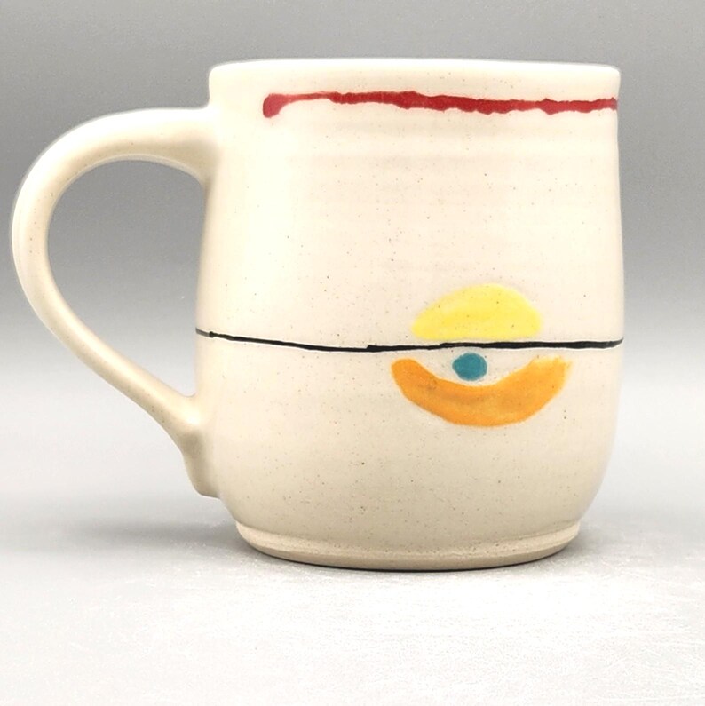 White Mug With Rabbit Portrait: Handpainted on a Wheel-thrown Ceramic ...