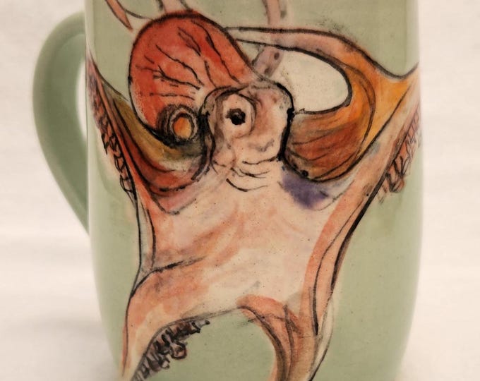 Vigorous Colorful Octopus Swims on a Handmade, Handpainted Ceramic Mug ...