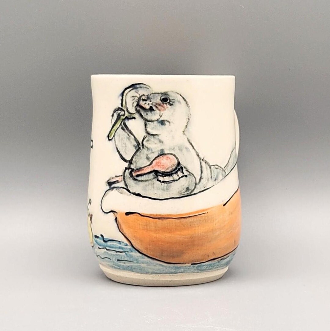 A Seal Bathes in an Old-fashioned Tub on a Charming Handmade ...