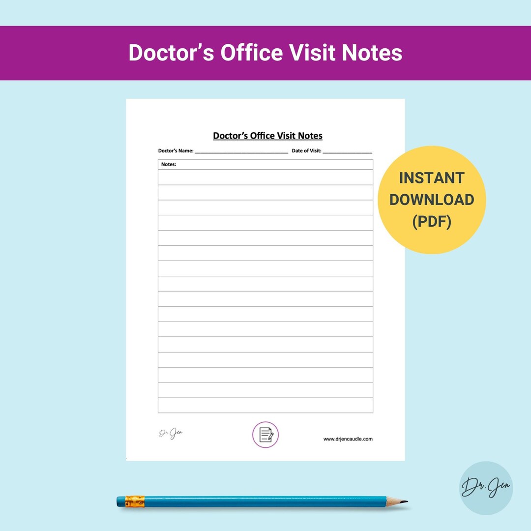 Doctor's Office Visit Notes | Great for Patient and Caregivers ...