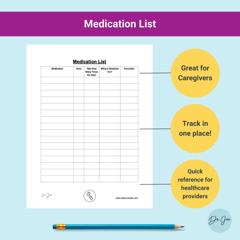 Rx Medication List | Track and Log Your Prescriptions & Supplements - Etsy