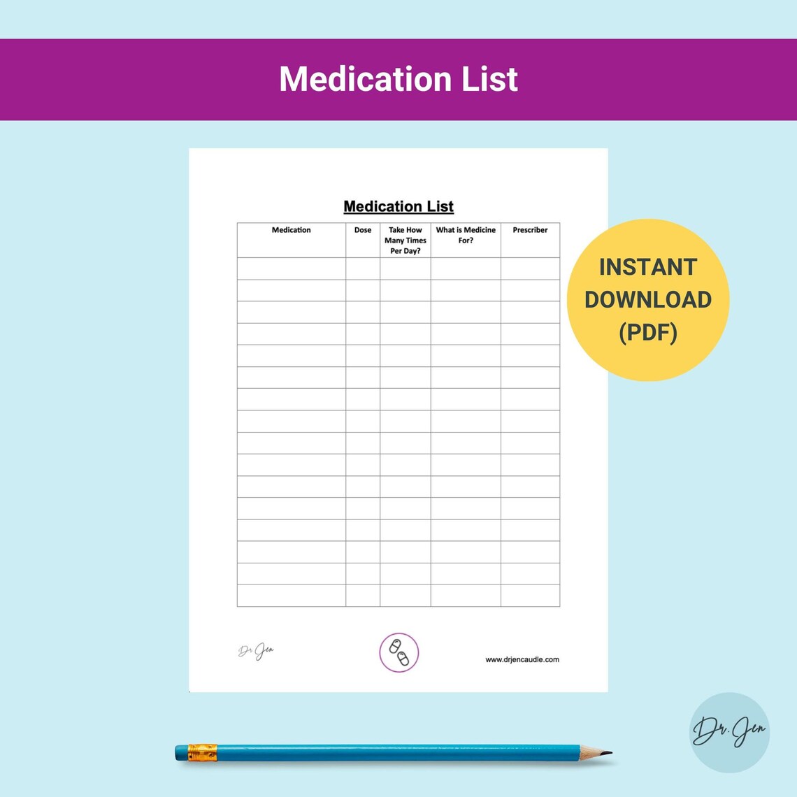 Rx Medication List | Track and Log Your Prescriptions & Supplements - Etsy