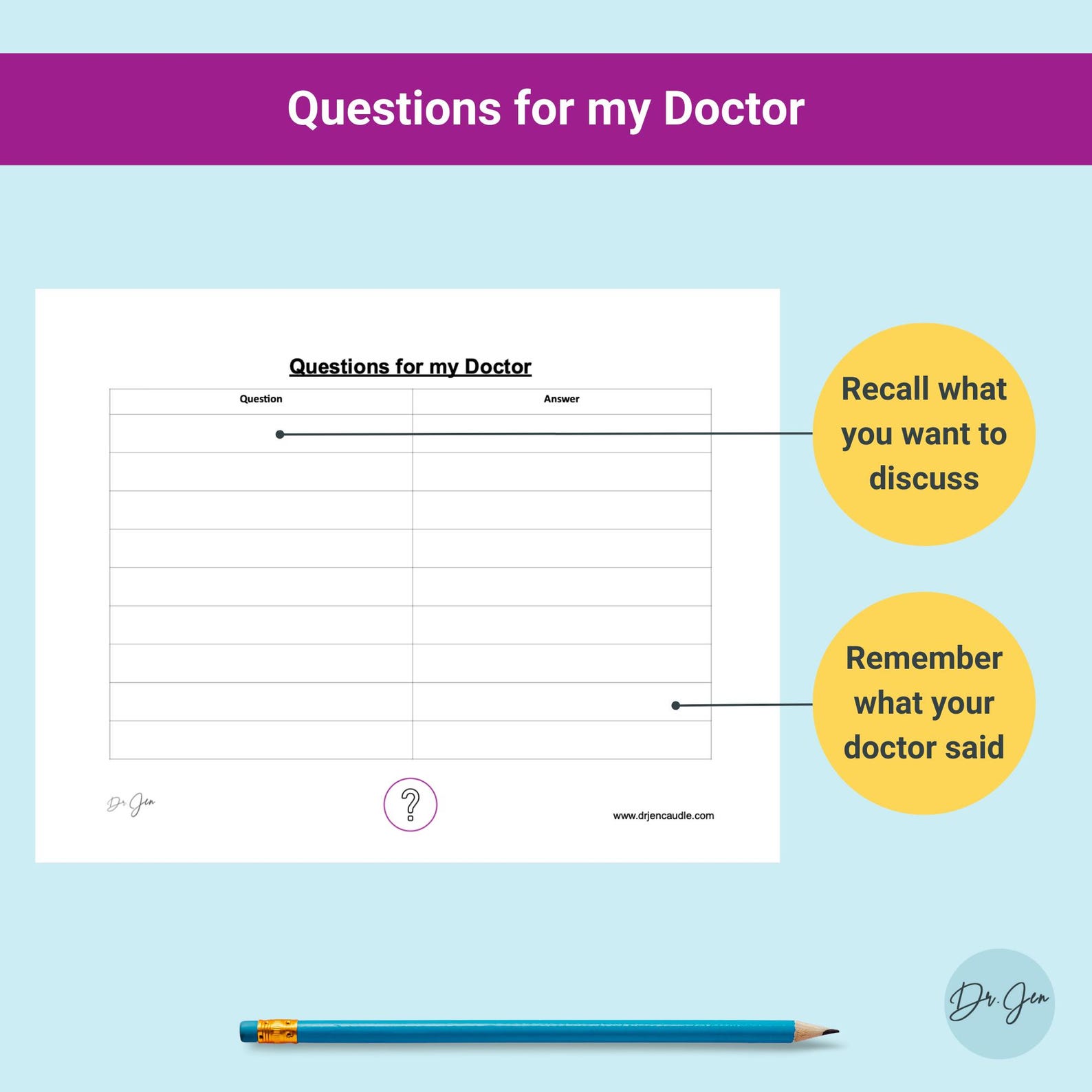 Doctor Visit Questions List: Printable Medical Appointment Tracker (PDF ...