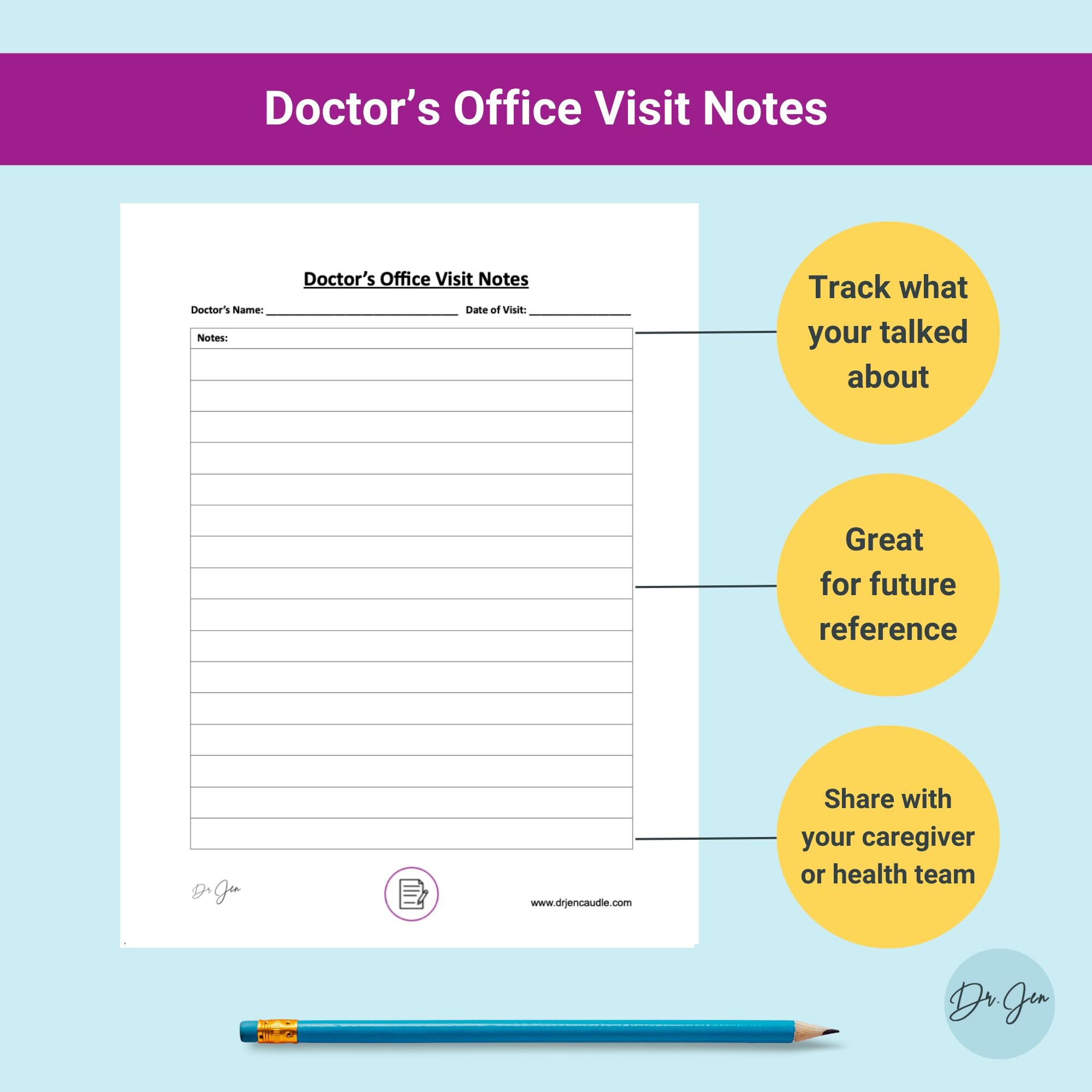 Doctor Visit Notes Template: Patient & Caregiver Reference (PDF) - Etsy