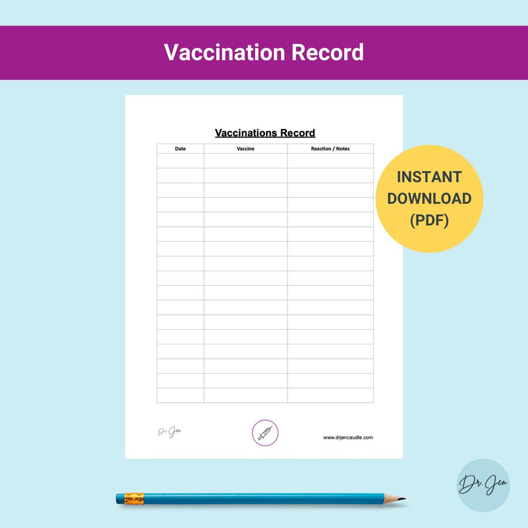 Vaccination Record | Track Immunizations in One Spot - Etsy