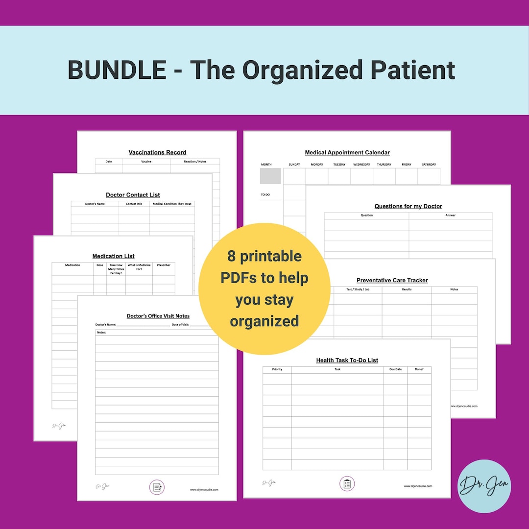 Bundle - Patient Materials | Be an A+ Organized Patient With This ...
