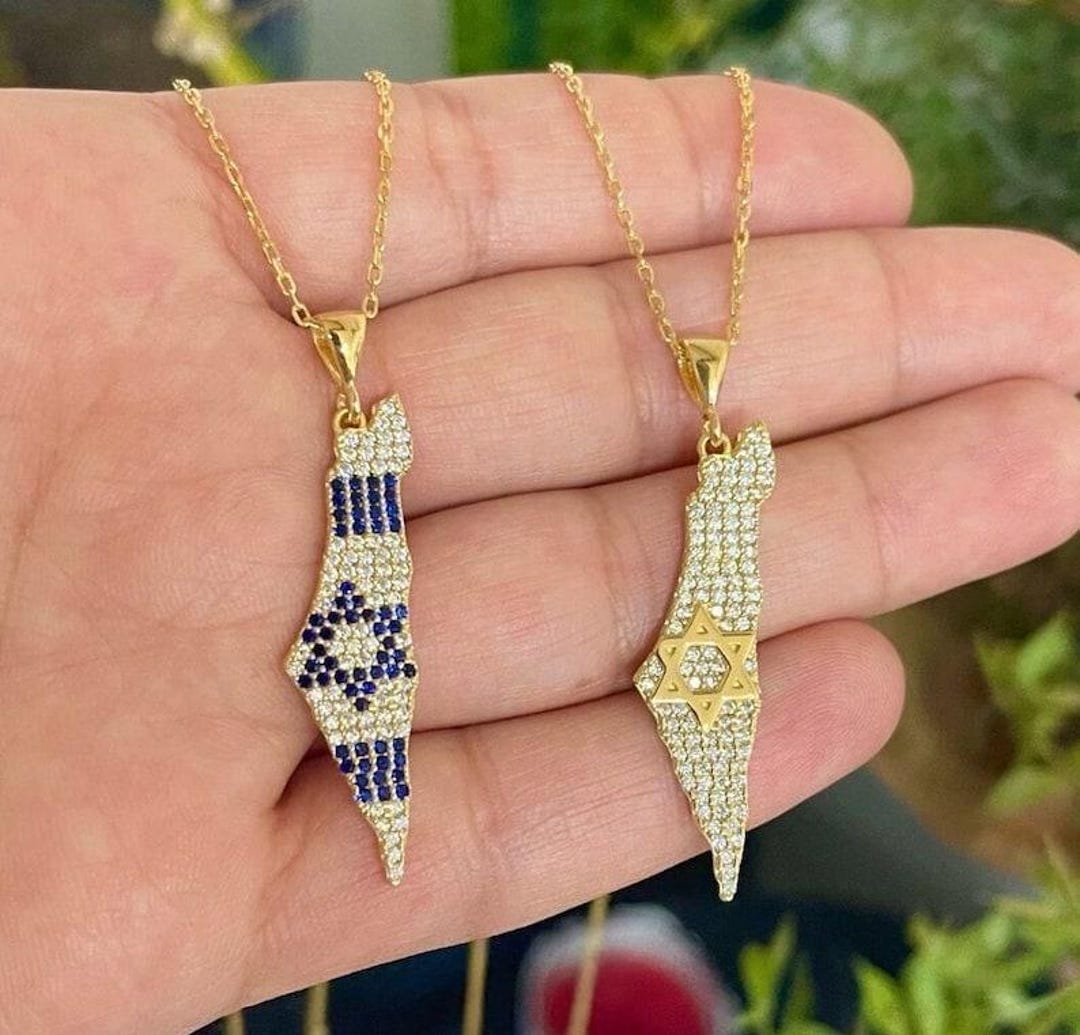 Pave Map of Israel Necklace | Israel Choker | Israel Necklace | Map of ...