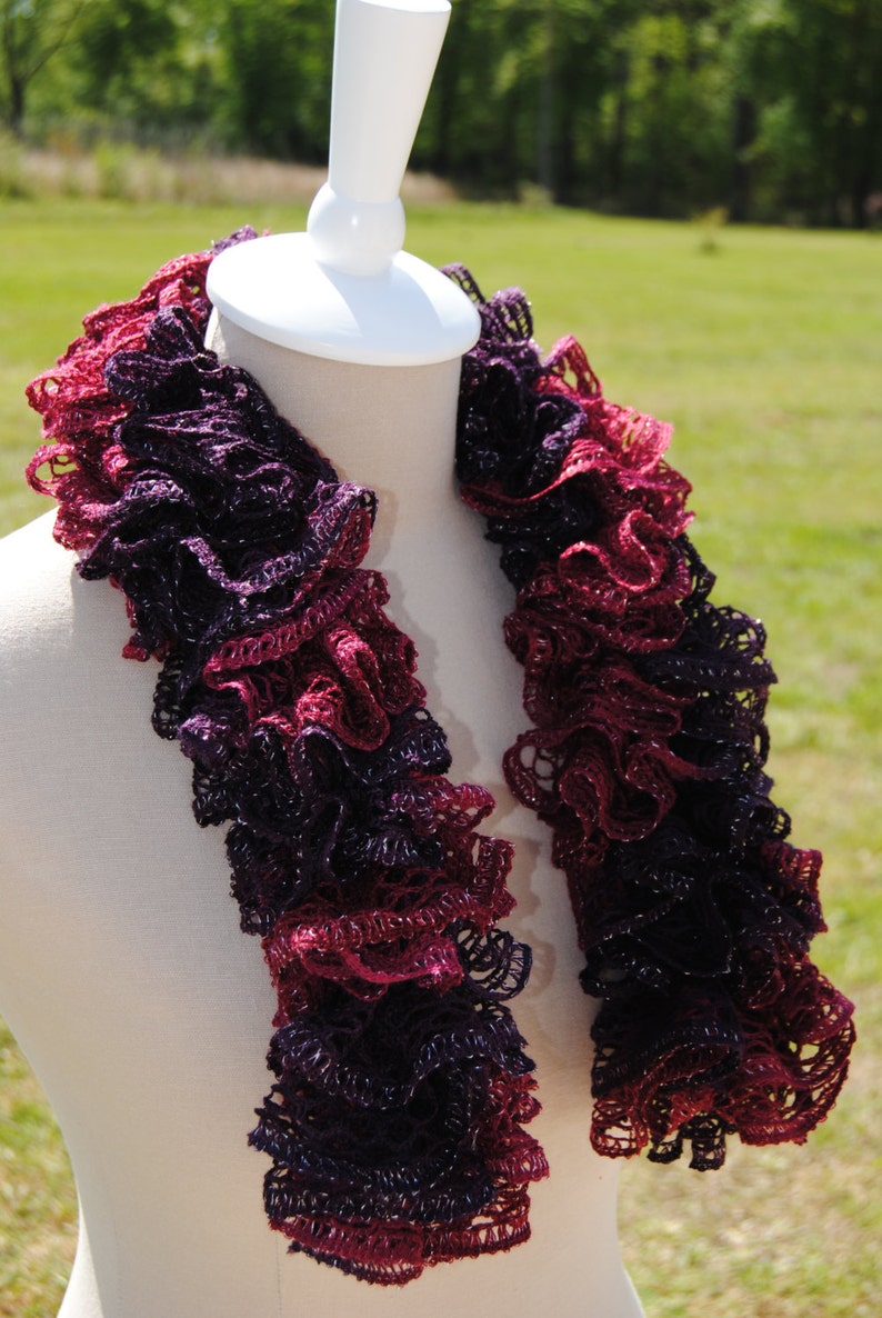 Purple and Pink Ruffle Scarf Crochet Ruffle Scarf Purple | Etsy