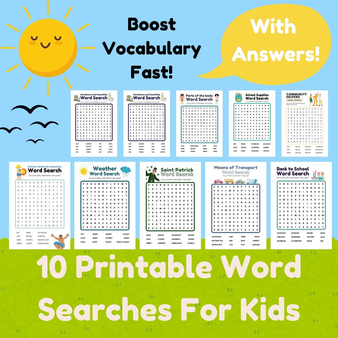 Printable Word Search for Kids | 10 Fun Educational Puzzles ...