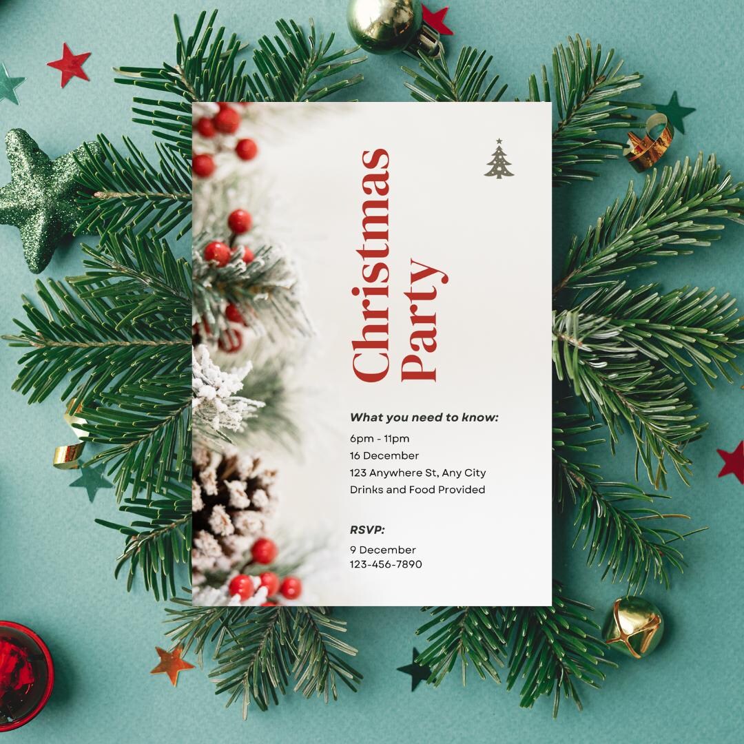Classic Printable Digital Christmas Party Invitation, Download Print ...