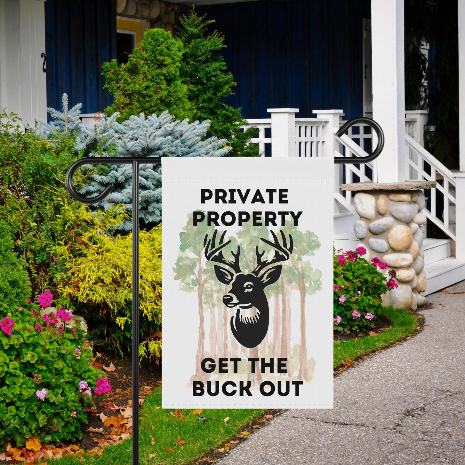 Funny Private Property Flag: Deer Silhouette - 12x18 Garden Sign - Etsy