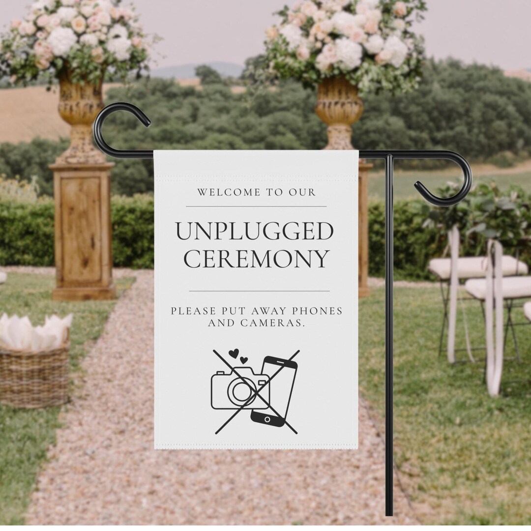 Unplugged Ceremony Garden Flag: Modern Wedding Decor (12x18") - Etsy