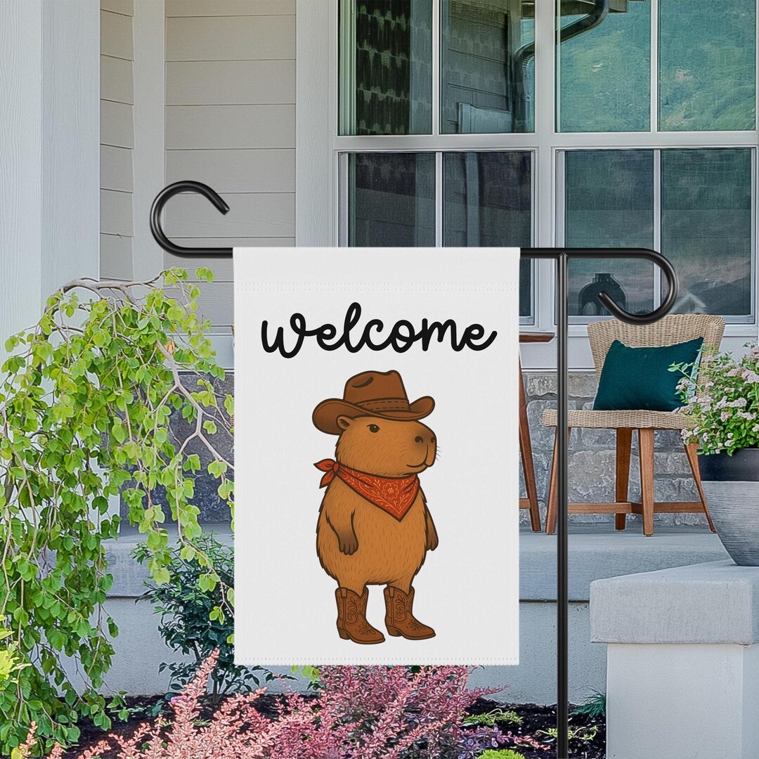Cowboy Capybara Welcome Garden Flag: Funny Outdoor Yard Flag - Etsy