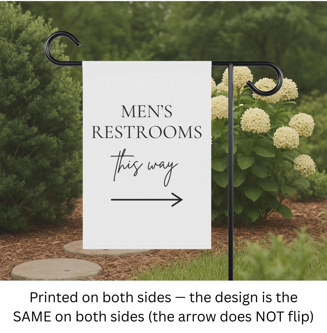 Men’s Restrooms This Way Wedding Flag; Directional Arrow Garden Sign ...