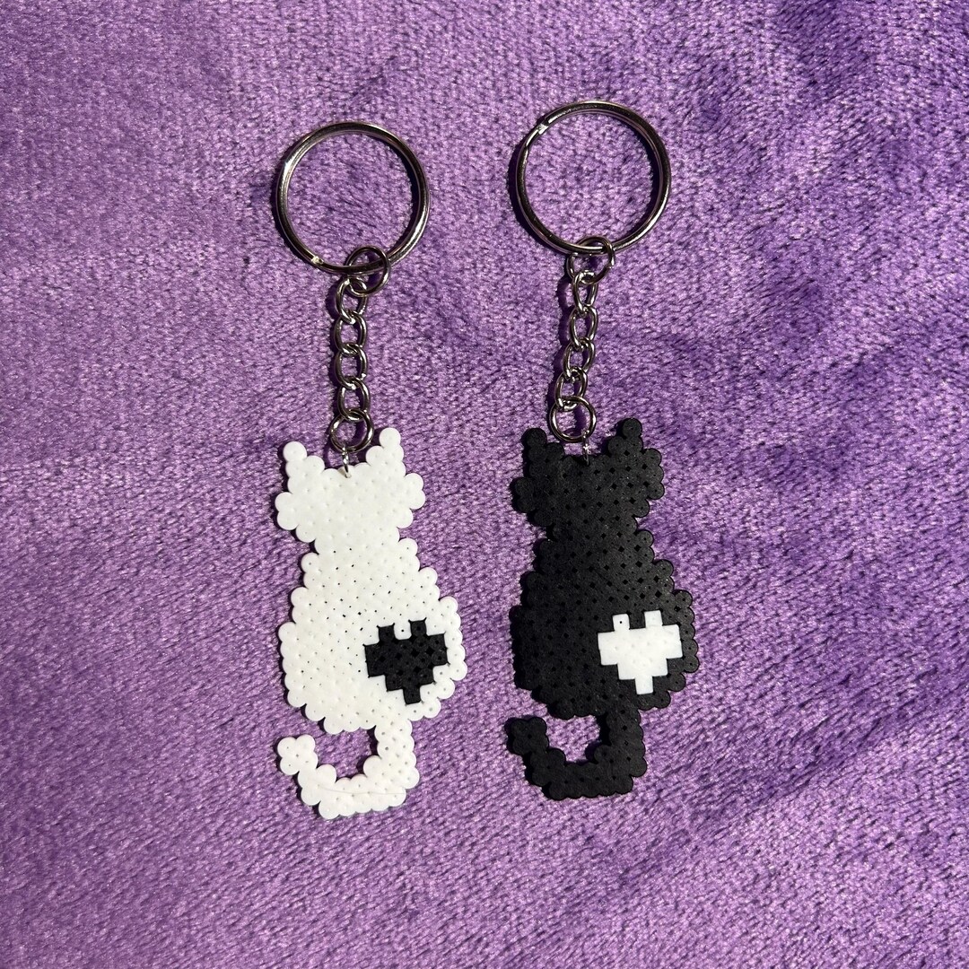 Matching Kitty Mini Perler Keychains - 2pcs - Etsy
